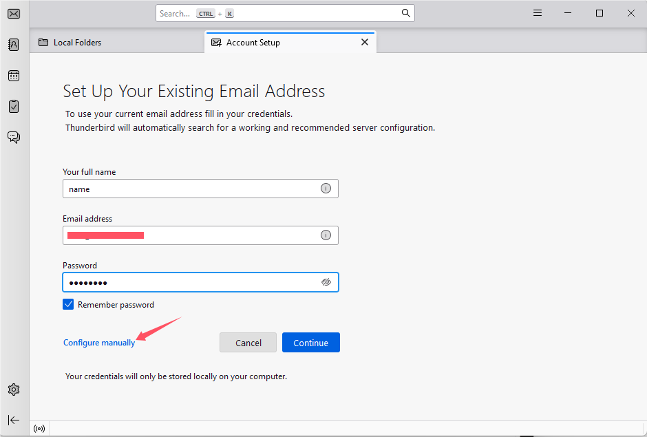 How to configure an email account in Mozilla Thunderbird