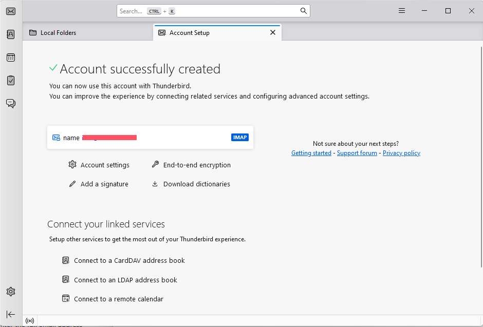 How to configure an email account in Mozilla Thunderbird
