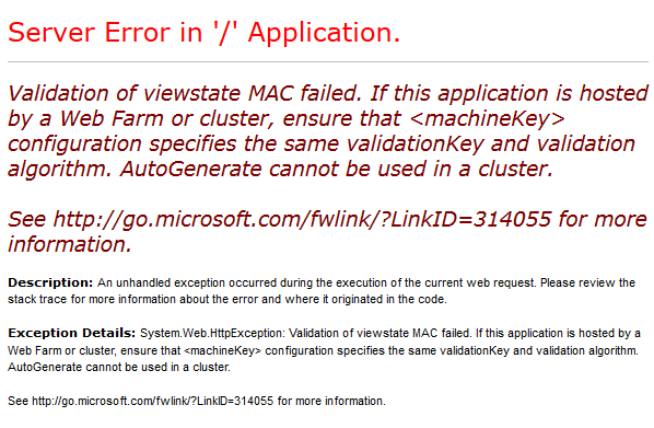 Validation of viewstate MAC failed - SharkASP.NET
